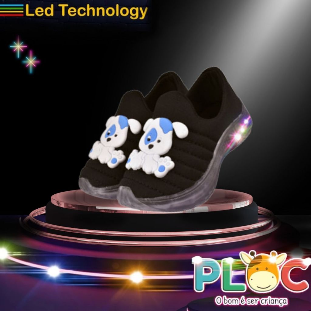 Tênis infantil COM LED --- PLOC LED89 CACHORRINHO | Shopee Brasil