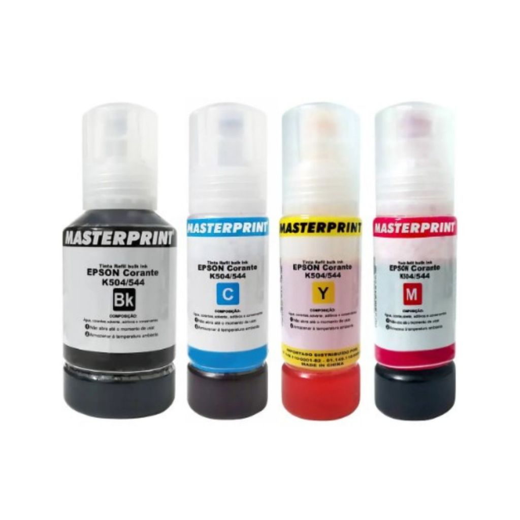 Kit C/ 4 Cores Tinta Refil Compatível Para Epson MP504/544 - CMYK ...