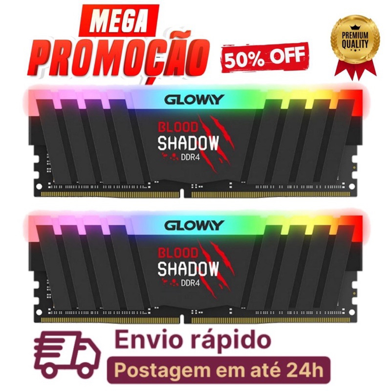 MEMÓRIA RAM GLOWAY BLOOD SHADOW 2X8GB =16GB DDR4 3200 Mhz | Shopee Brasil
