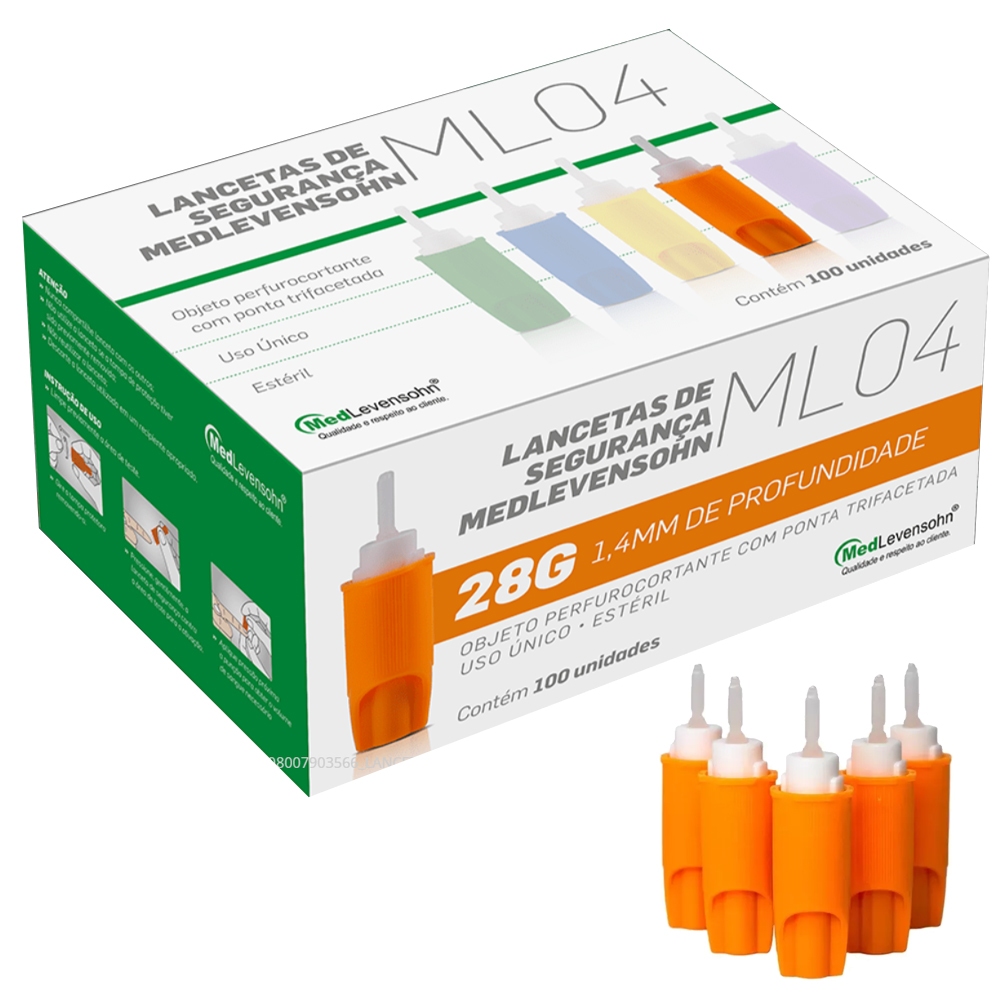 Lanceta De Segurança auto lanceta 28g 100 unidades Lanceta automática ...