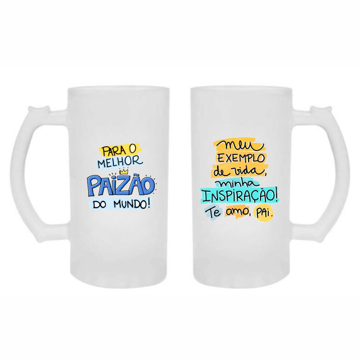 Caneca Chopp Vidro 470ml Jateado Presente Dia dos Pais Personalizada com Nome Pai | Shopee Brasil