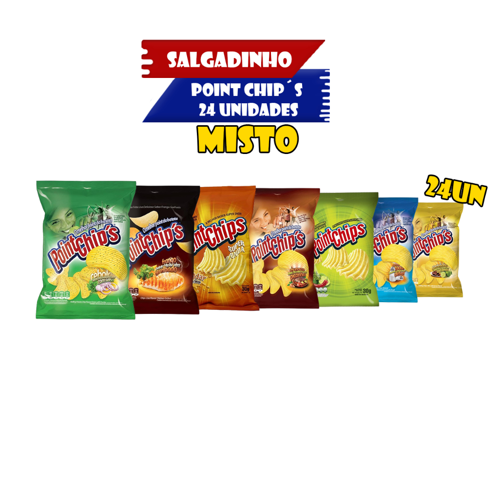 Caixa de batata chips Sortidos - 24 Unidades Point Chip’s | Shopee Brasil