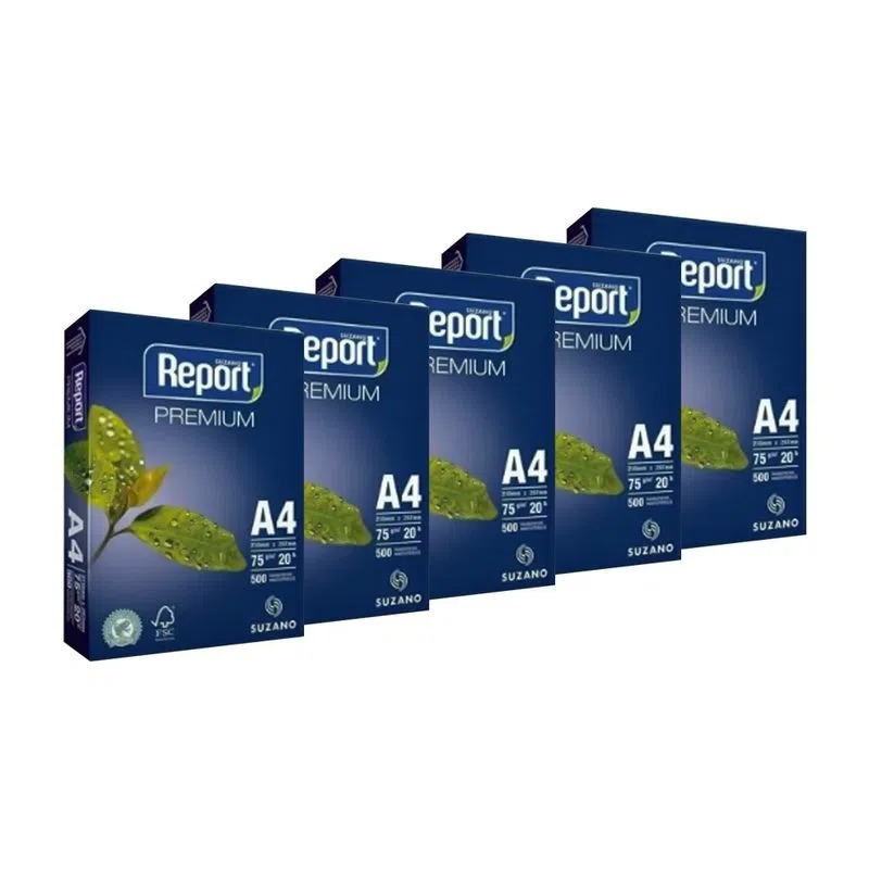 Papel Sulfite Report Premium A4 75g 210x297 Kit com 2500 folhas - Report | Shopee Brasil