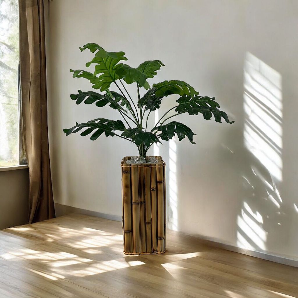 Arranjo Completo Buquê Bananinha De Macaco Artificial Com Vaso De Bambu ...