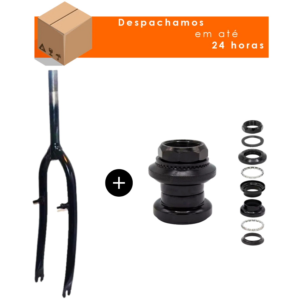 Garfo Stander De Bicicleta Aro 26 X 1.90 Preto + Movimento De Direção ...