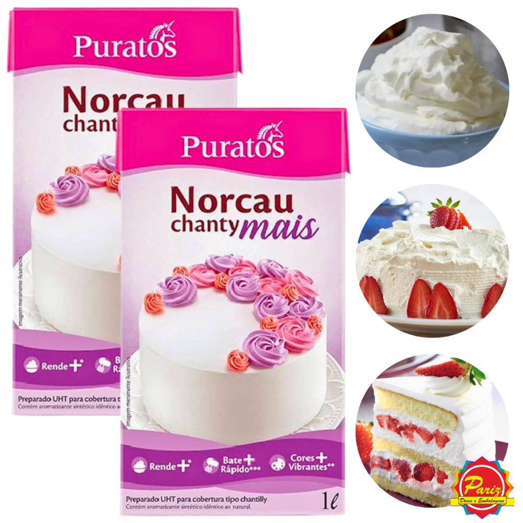 KIT 4 a 12 Chantilly Chanty Mais Norcau 1 Litro Chantilly para Bolo ...