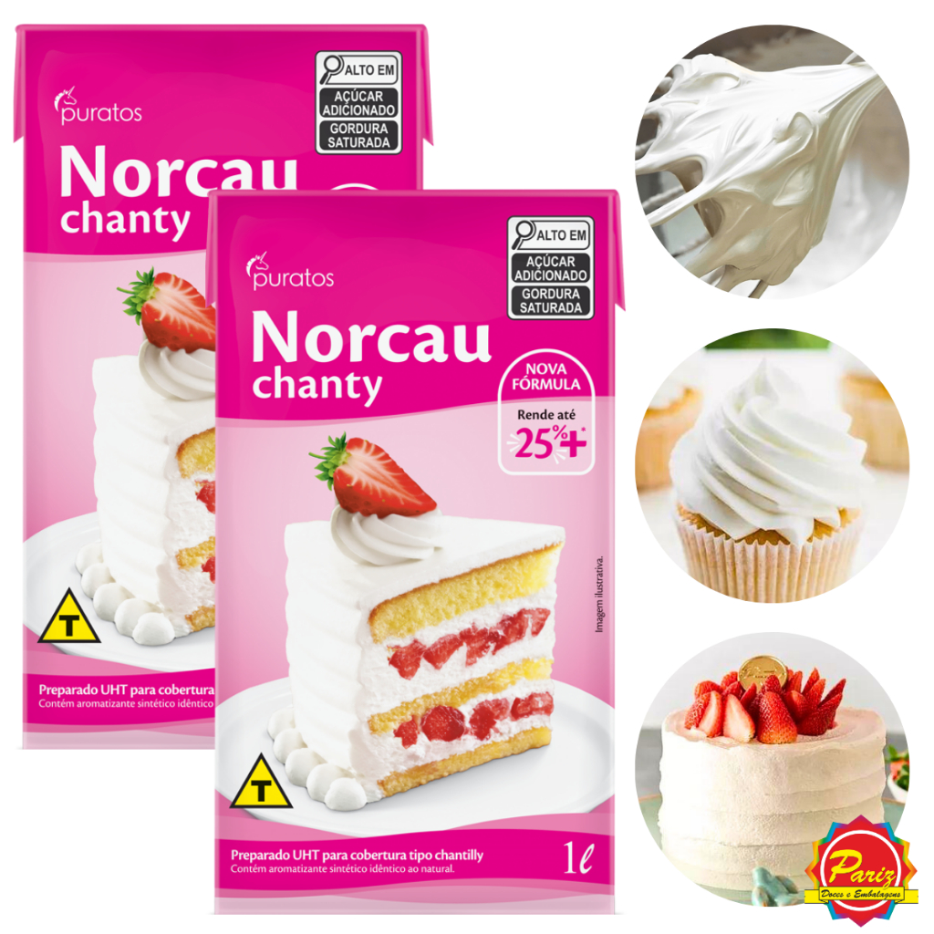 KIT 4 a 12 Chantilly Chanty Norcau 1 Litro Tradicional Chantilly para ...