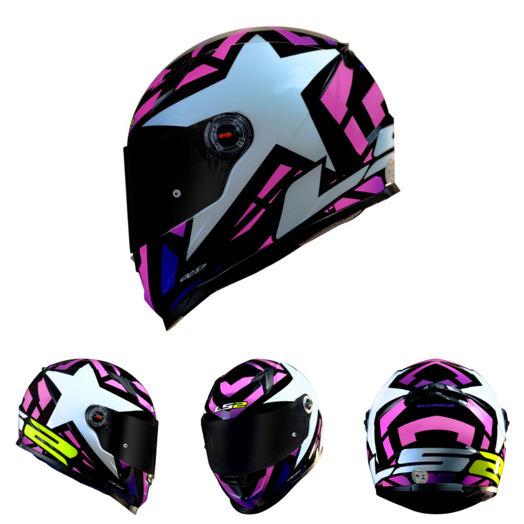 Capacete Moto LS2 Classic FF358 Estrela Starwar Rosa Pink Esportivo ...