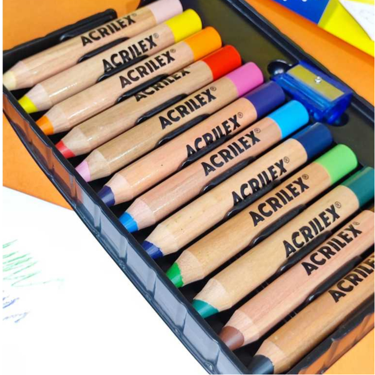Lápis de Cor Jumbo ACRILEX - 12 Cores | Shopee Brasil
