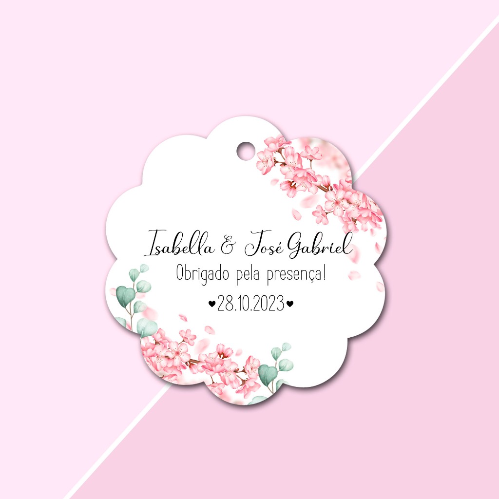 120 Tags Personalizadas Florais Formato Flor Papel OFFSET tamanho 4x4cm ...