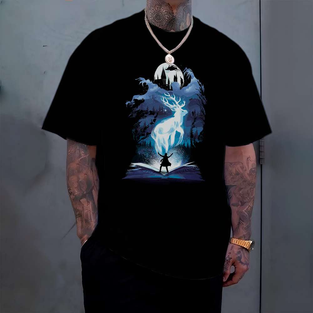Camiseta Camisa Básica Harry Potter Alce Blue Céu Lua | Shopee Brasil