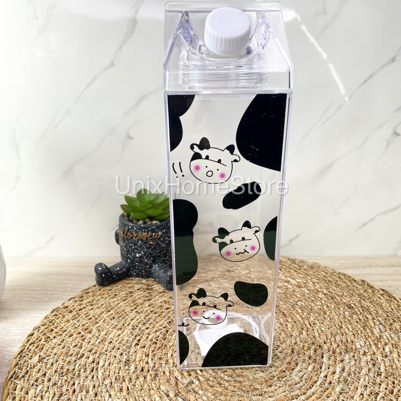 Garrafa Acrílica Transparente Caixa Leite Milk Decorativa Portátil Geladeira Academia Escola ...