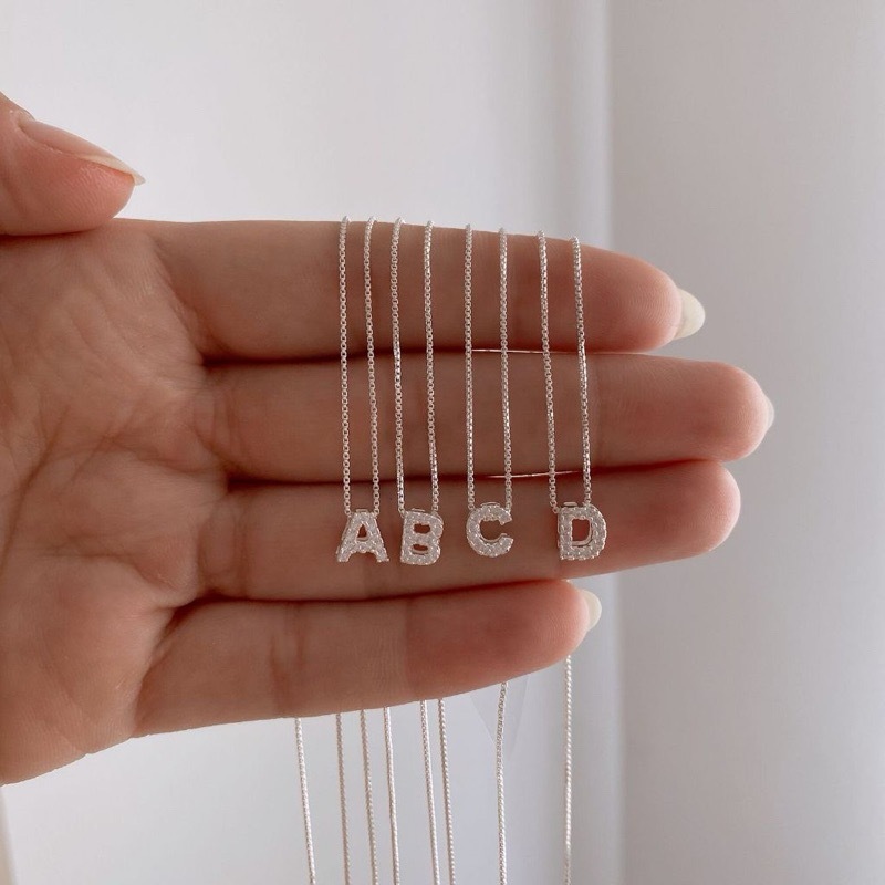 Colar Letra Inicial Ponto de Luz Banhado A Prata 925 | Shopee Brasil