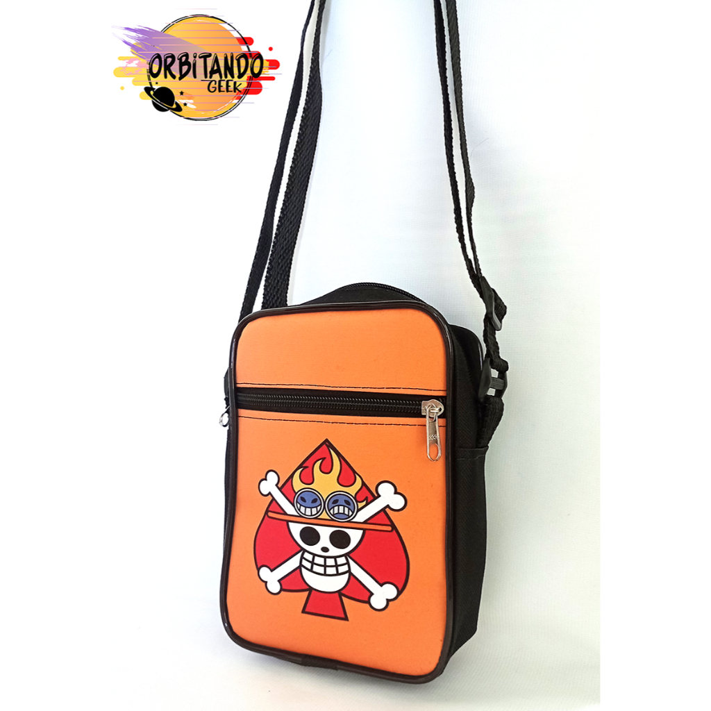 Bolsa Shoulder bag transversal de ombro One Piece, Ace, caveira pirata ...
