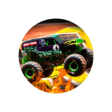 Painel Festa Infantil Redondo Monster Truck Carro + Arco, Suporte ...