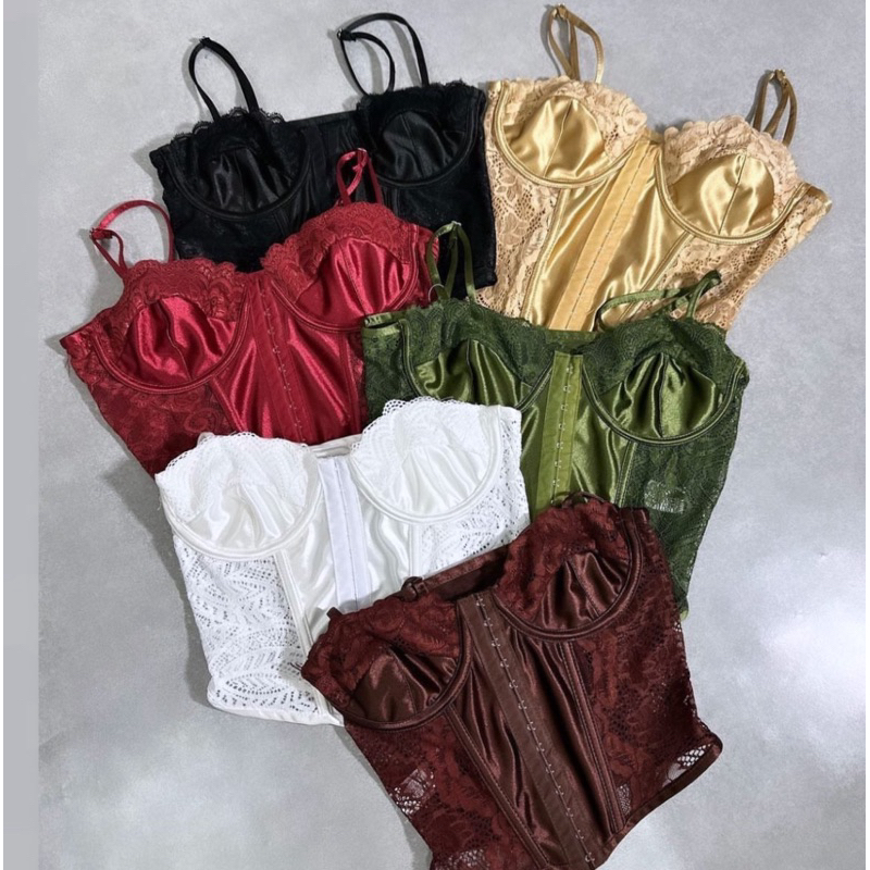 Corselete Sheiin rendado tendencia gringa | Shopee Brasil