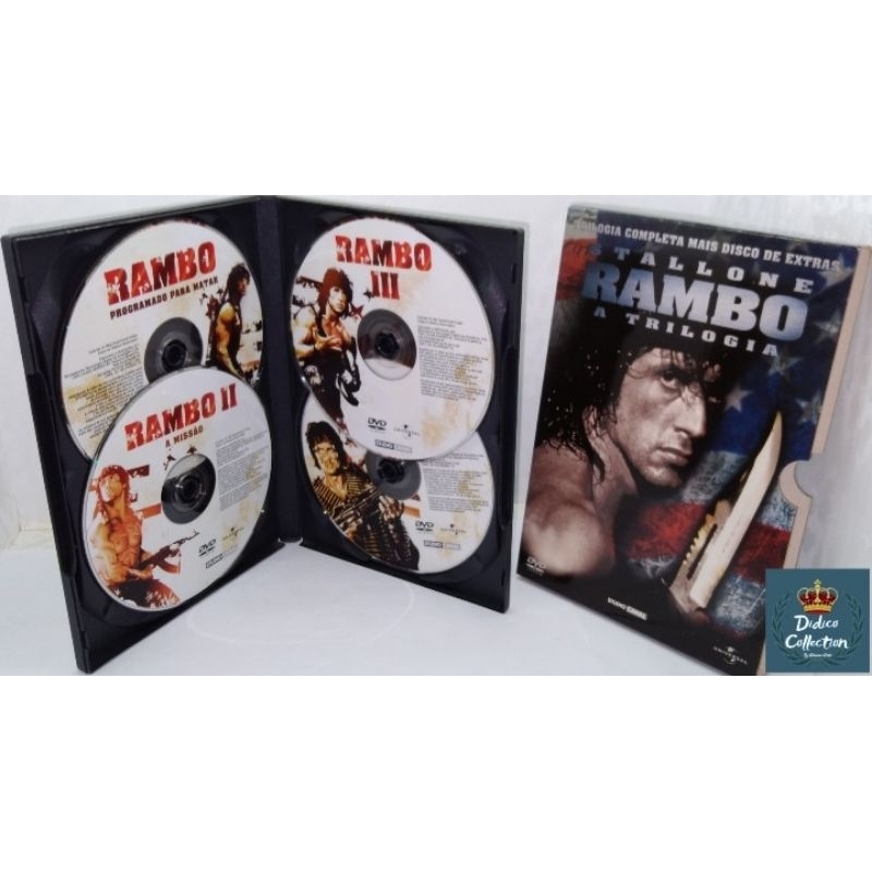 Box DVD Rambo A Trilogia 4 Discos - Edição Especial Com Luva - Original ...