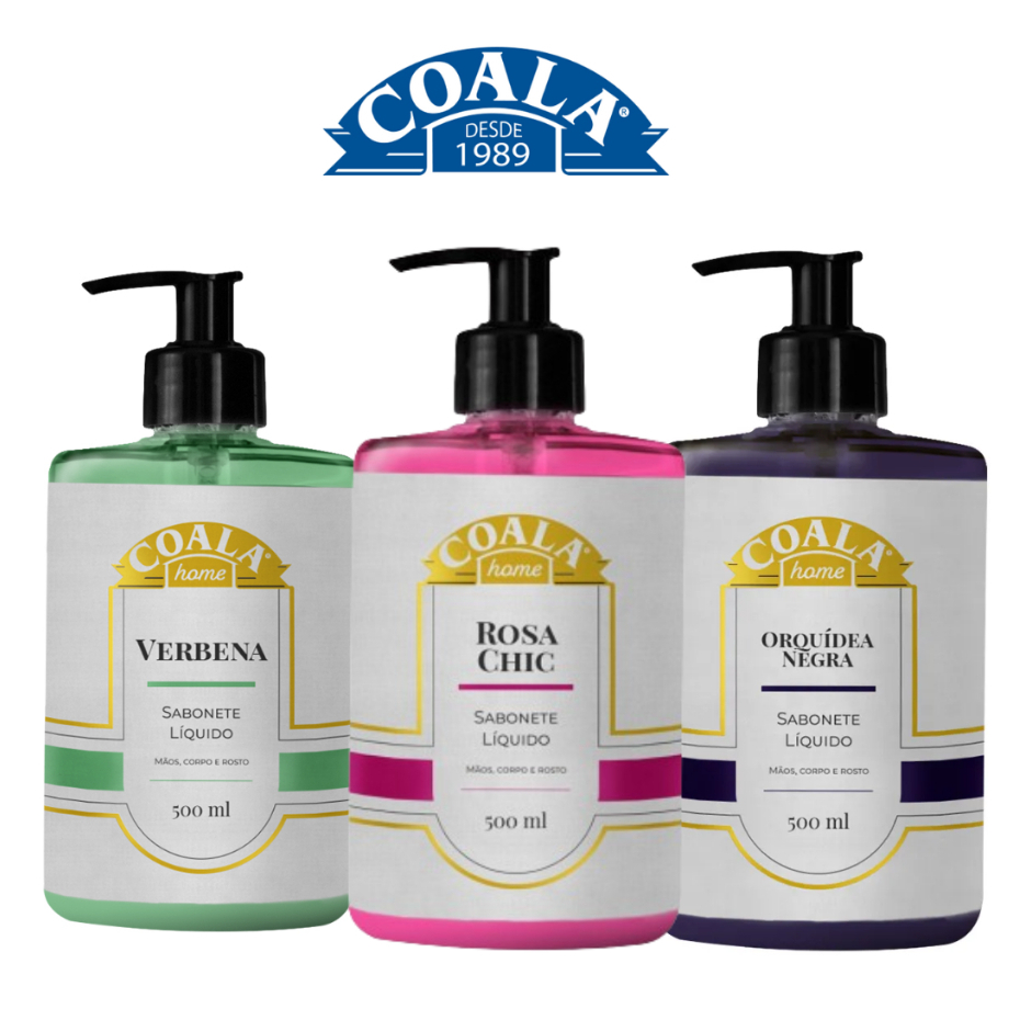 Sabonete Líquido Coala 500ml Novas Essências Mãos Corpo e Rosto Linha ...