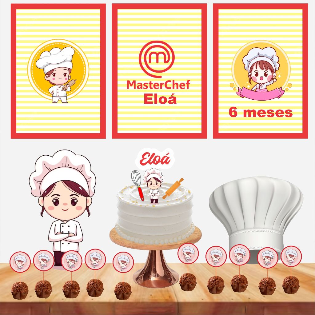 kit Bolinho Festa em casa Master Chef Personalizado - Kit festa Master ...