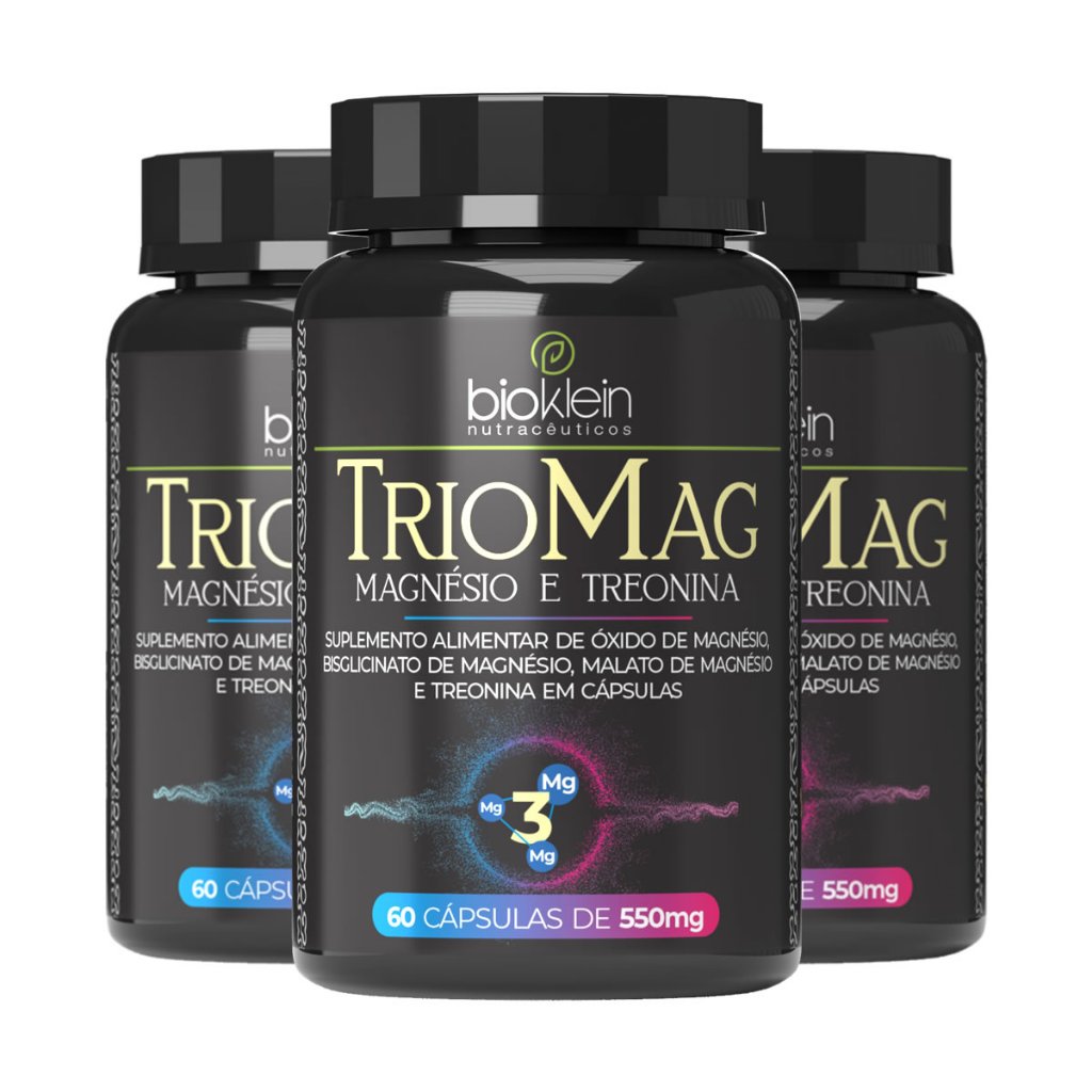 Kit 3 Triomag 60 Cápsulas 550mg Magnésio Malato Cloreto Treonina Bioklein | Shopee Brasil