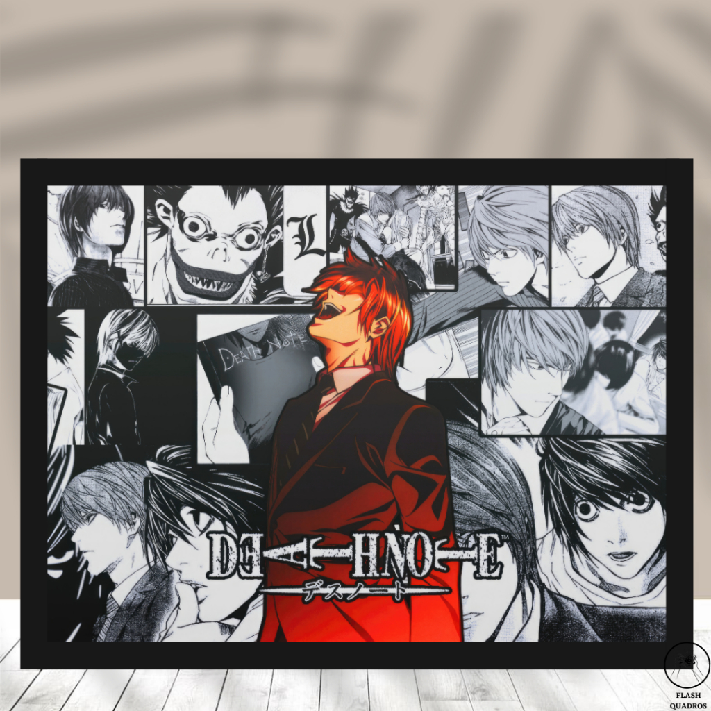 QUADRO PLACA DEATH NOTE ANIME C/ MOLDURA E VIDRO - TAMANHO A4 E A3 ...