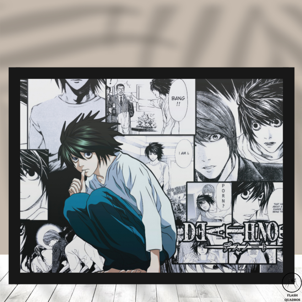 QUADRO PLACA DEATH NOTE ANIME C/ MOLDURA E VIDRO - TAMANHO A4 E A3 ...