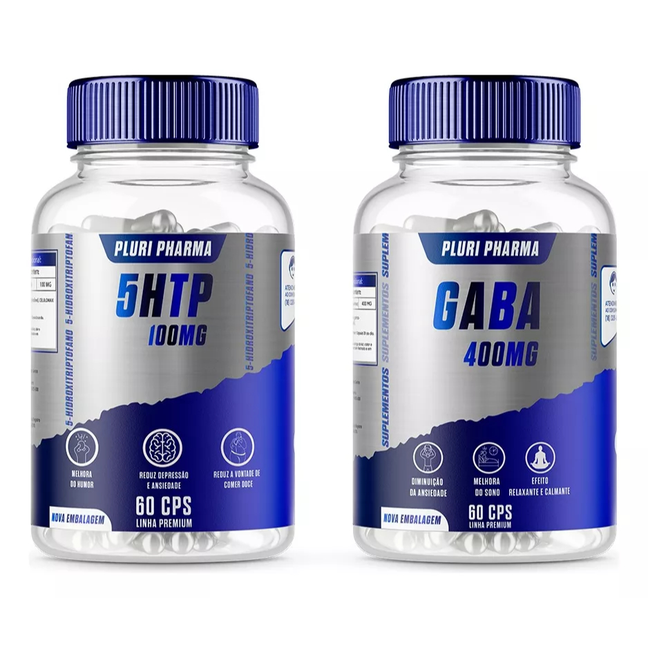5htp 100 Mg 60 Cápsulas + Gaba 400mg 60 Cápsulas | Shopee Brasil