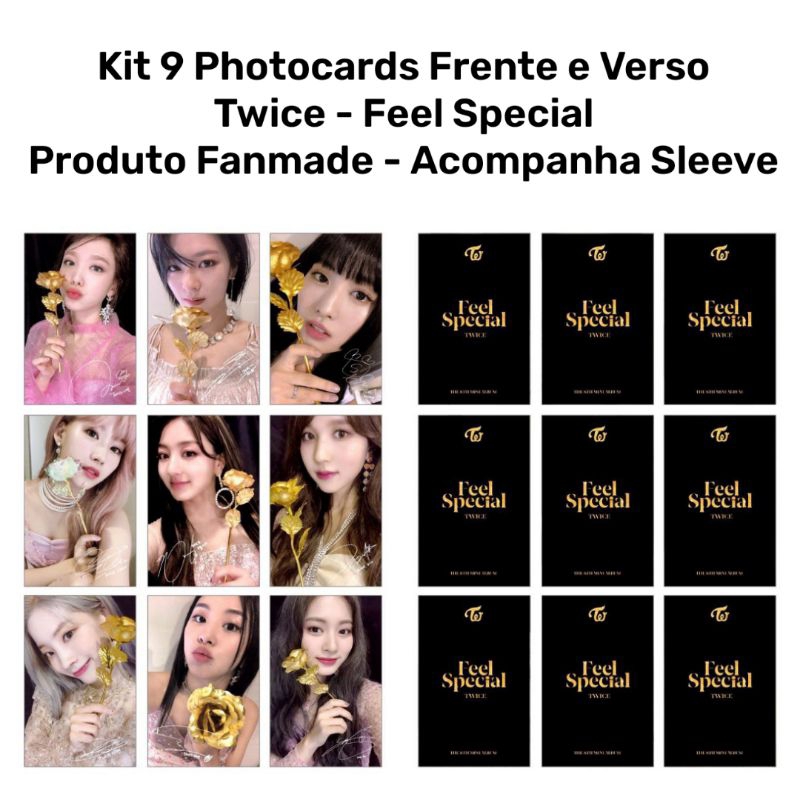 Kit 9 Photocards | Twice - Feel Special | Frente e Verso | Produto Fanmade | Acompanha Sleeve ...