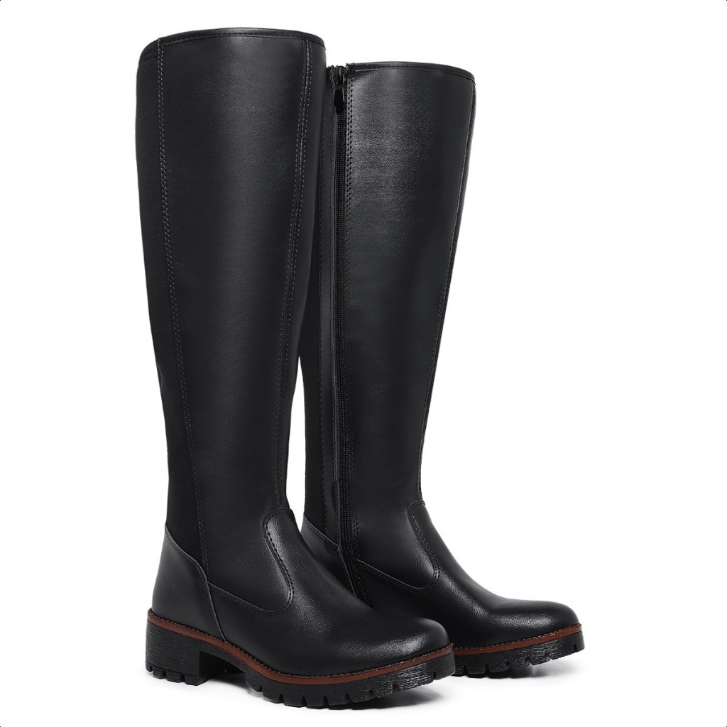 Bota Cano Longo Feminina Panturrilha Grossa Plus Size com Elástico ...