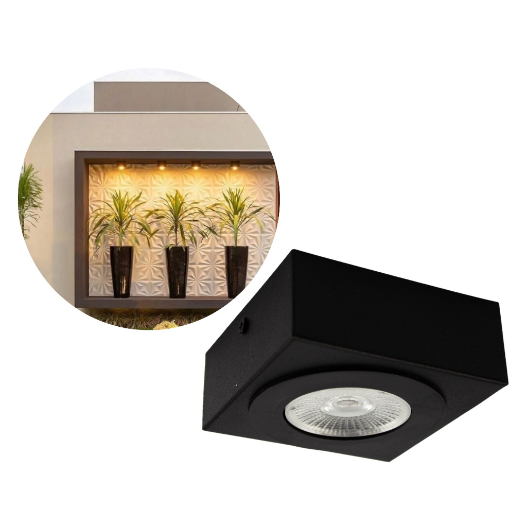 Spot Sobrepor Slim Teto Beiral 5w Preto Externo Interno | Shopee Brasil