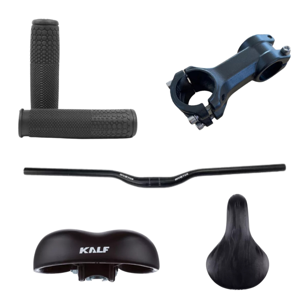 Kit Guidão Bicicleta Alumínio 720mm + Suporte Mesa Guidão + Selim Kalf ...