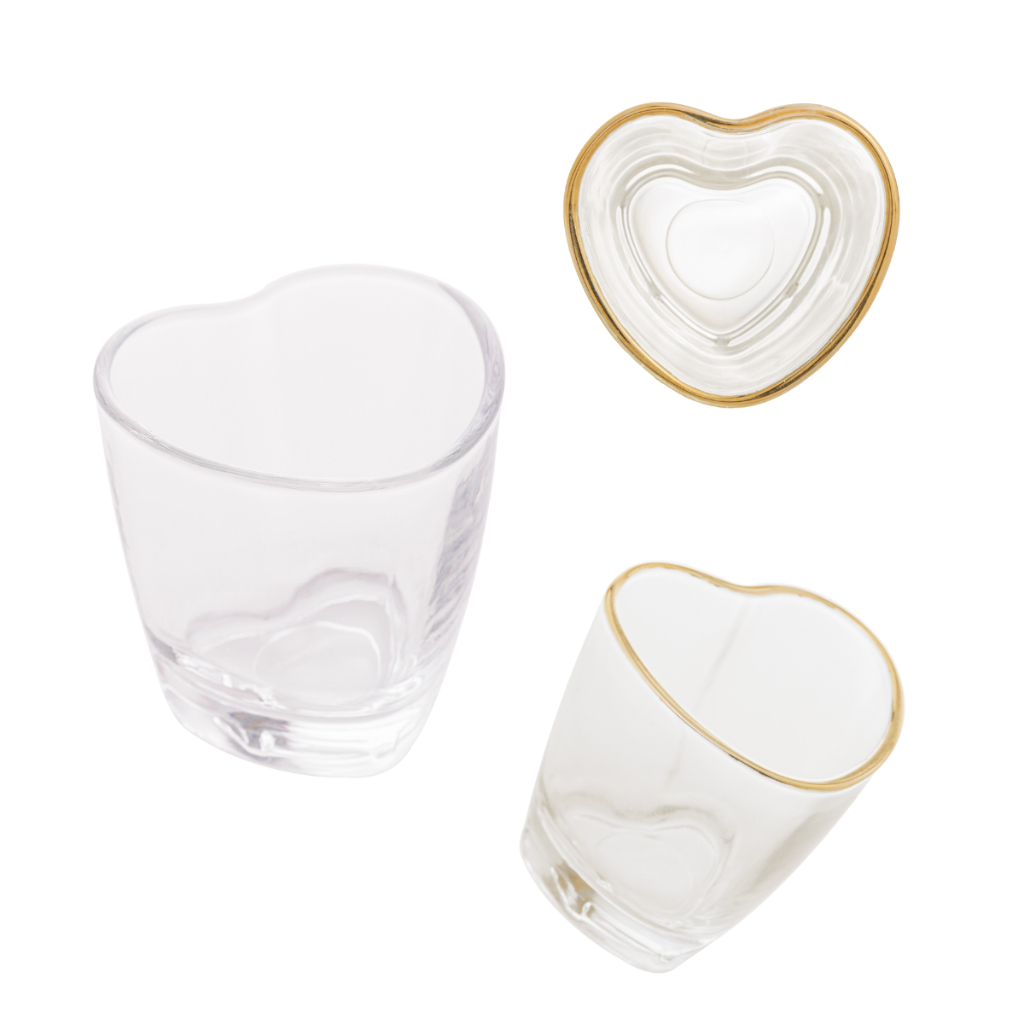 PRODUTO OUTLET kit 12 copinhos de shot coração com borda dourada ou sem ...