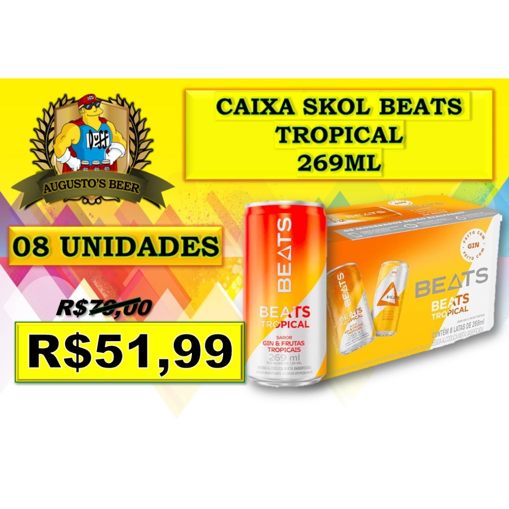 Caixa Skol Beats Tropical 269ml | Shopee Brasil