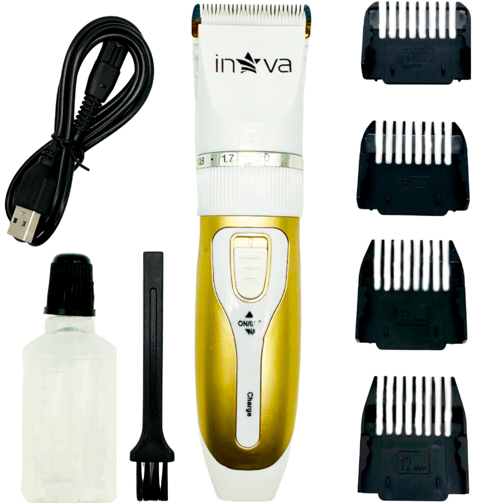 Barbeador Profissional Sem Fio USB Branca Bivolt - Inova | Shopee Brasil