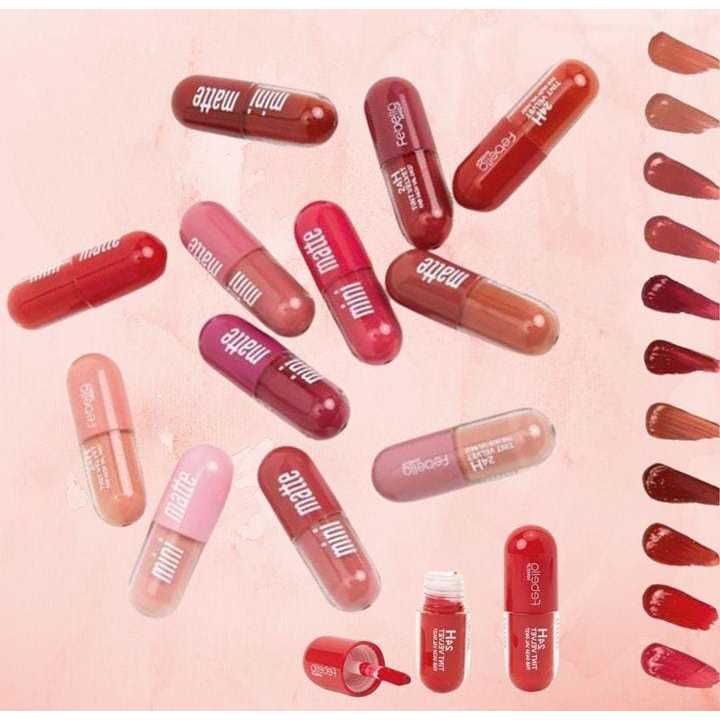 Mini Batom Matte Velvet lipstick Liquido 24 horas Veludo Fosco Febella ...