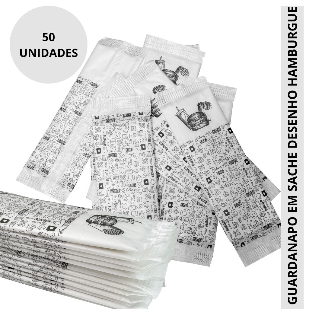Guardanapo Sache Delivery Hamburguer 50 Unidades Sache Desenhado ...