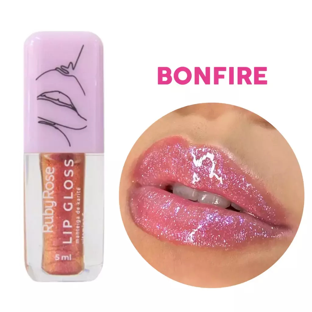Lip Gloss Labial Brilhante Ruby Rose com Glitter - Brilho / Hidratante / Glos | Shopee Brasil