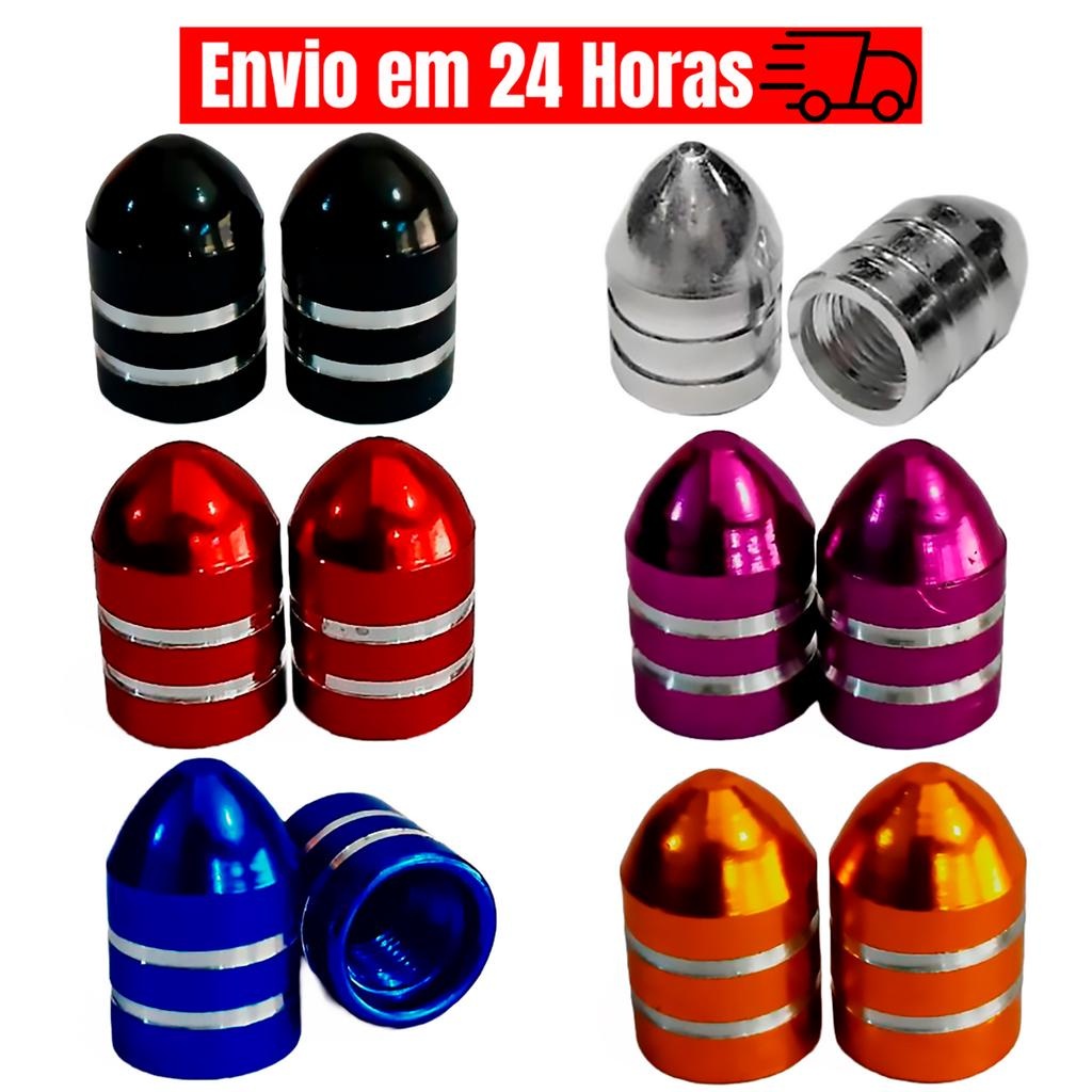 Tampinha Tampa Válvula Bico Pino Bala Para Câmara De Ar De Bike Moto Carro(2 unidades) | Shopee ...