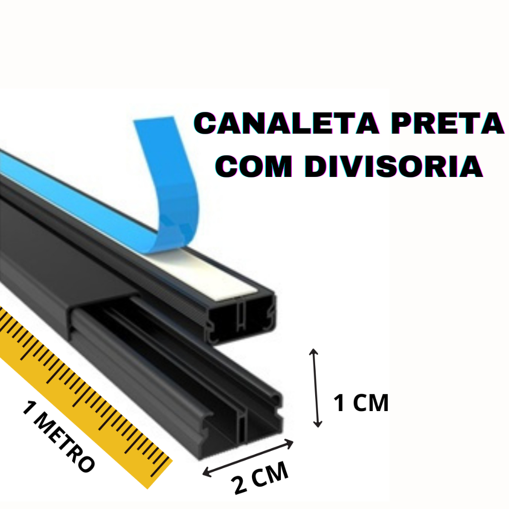7 Metros Canaleta Organizador de Fios 20x10mm Sistema X Com Fita ...