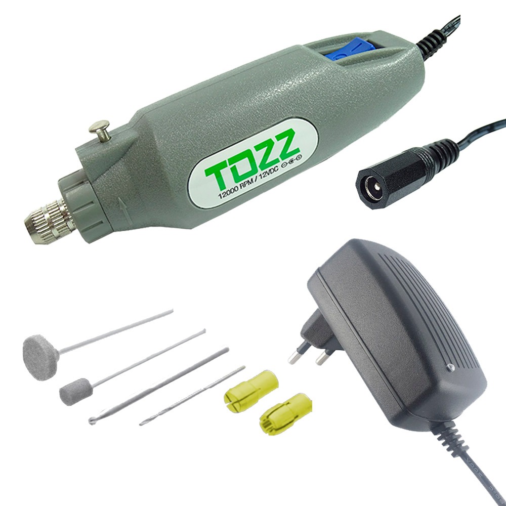 Mini Furadeira 12V Kit Completo Micro Retífica com Acessórios Tozz ...