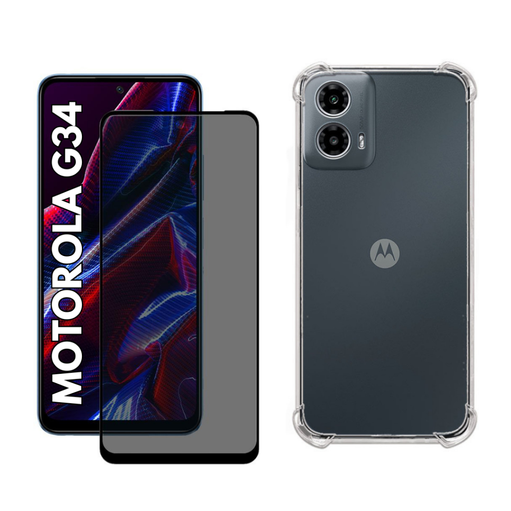 KIT Moto G34 | Película de Privacidade 3D | Capa | Shopee Brasil