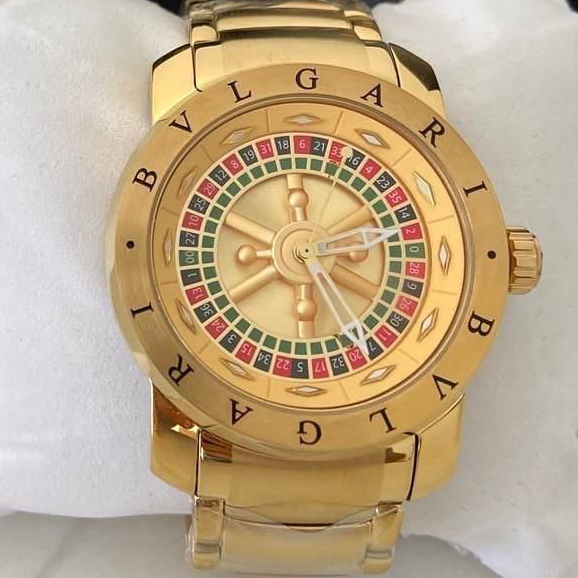 Relógio Masculino Cassino Roleta Giratória Dourado Banhado á Ouro 18K ...