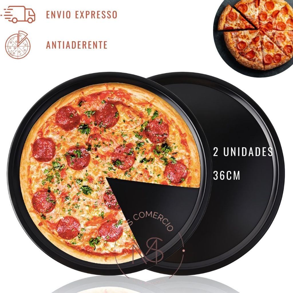 Kit 2 Formas de Pizza Grande Antiaderente Teflon | Shopee Brasil