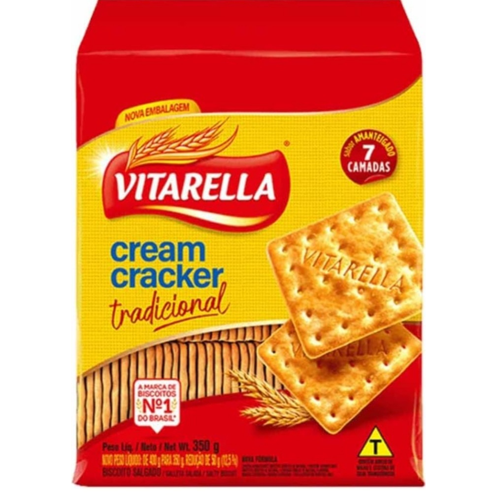 Bolacha Biscoito Cream Cracker Tradicional Vitarella 350g Kit com 4 ...