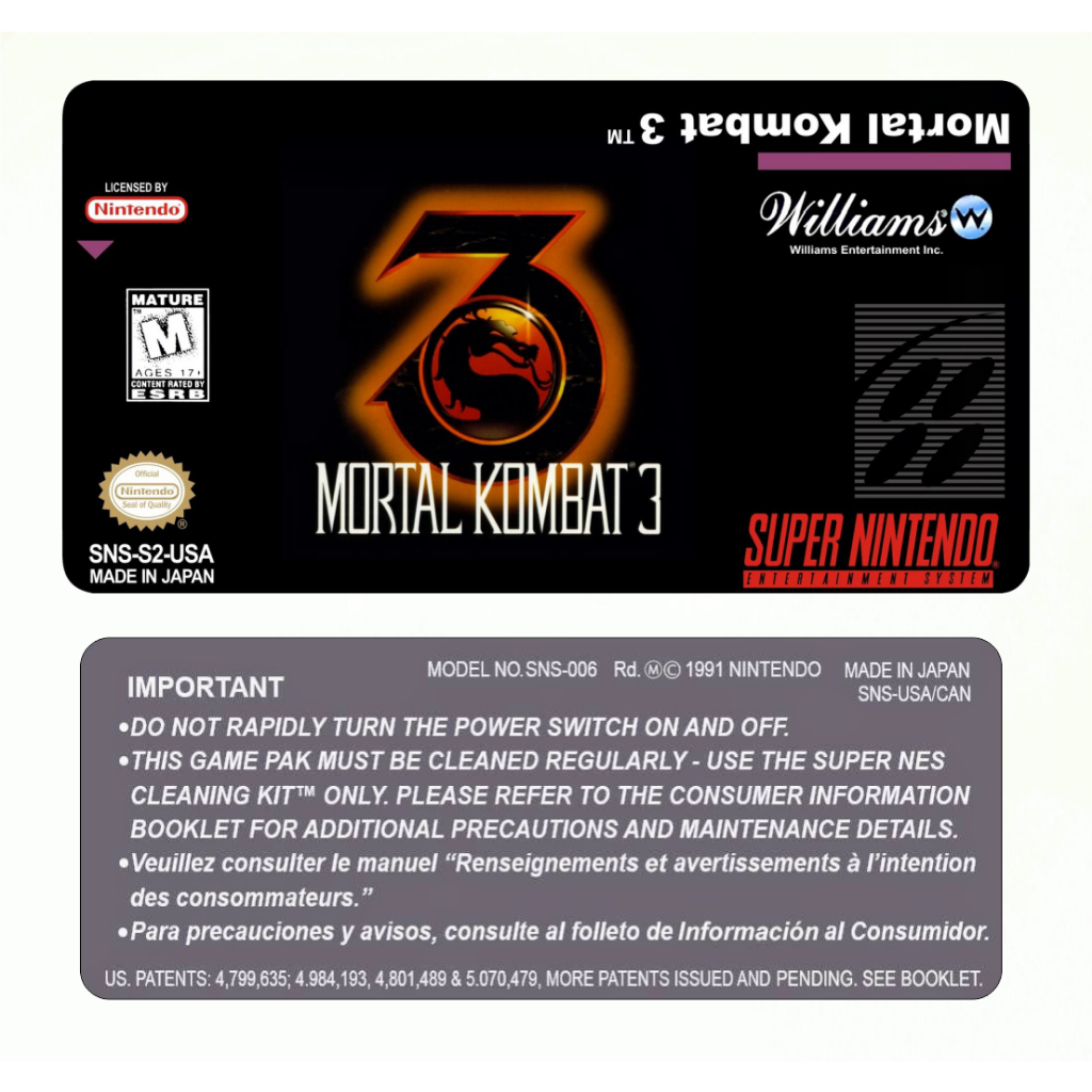 Mortal Kombat 3 - Label Adesiva P/ Cartucho De Snes | Shopee Brasil