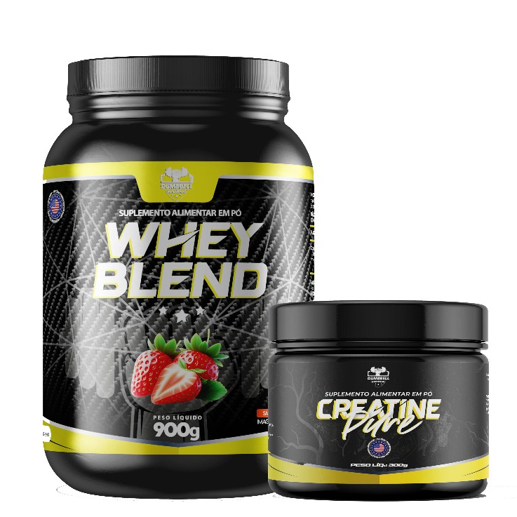 Kit Whey Protein Blend Pote 900g + Creatina 100% Pura 300g - Dumbbell Nutrition | Shopee Brasil