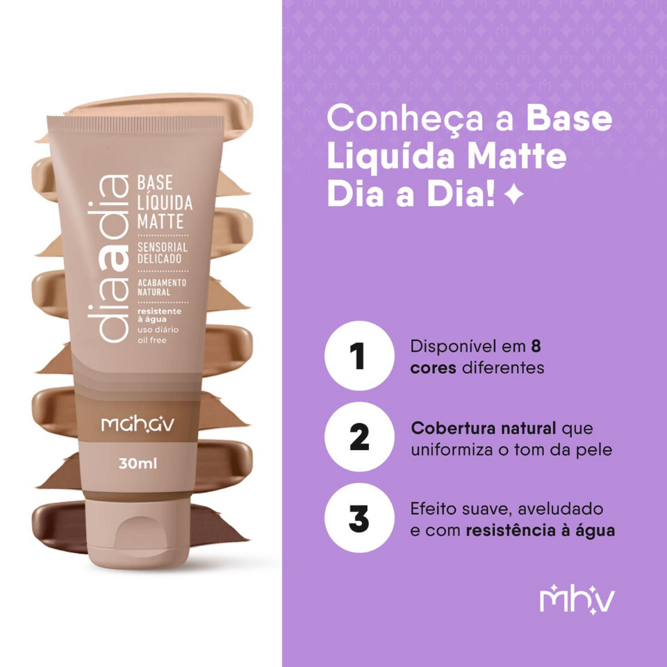Base Matte Acabamento Natural DIA A DIA 30ml - MAHAV | Shopee Brasil