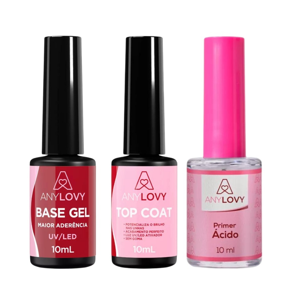 Kit 3 Preparadores -Primer -Top Coat -Base em Gel - AnyLovy | Shopee Brasil
