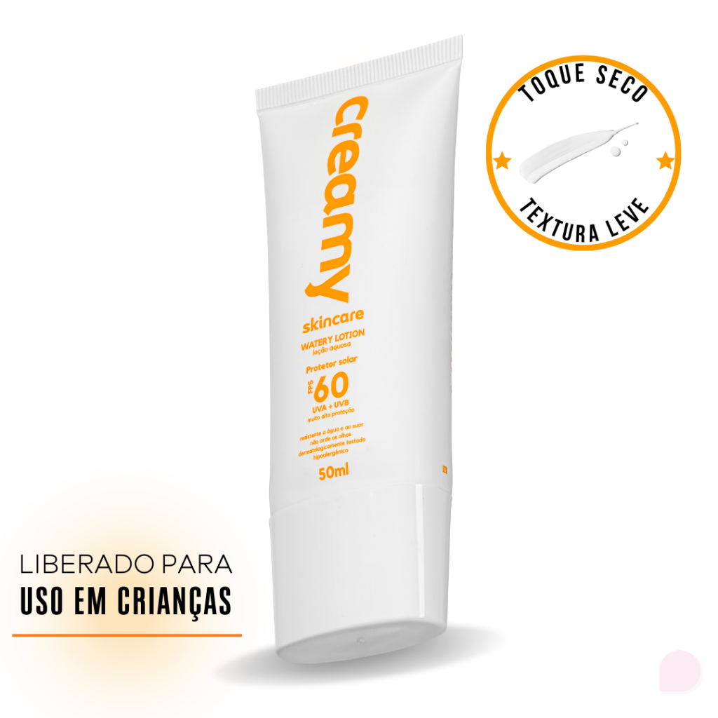 Protetor Solar Creamy Skincare Watery Lotion FPS 60 - 50ml | Shopee Brasil