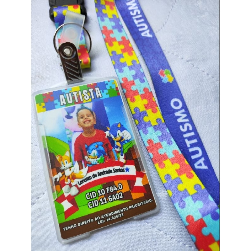 Crachá de identificação Autismo personalizado SONIC | Shopee Brasil